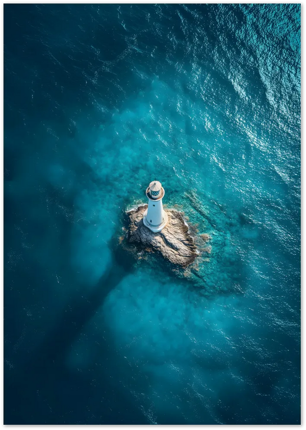 Posterux© | Lighthouse Aerial Poster – Ocean Isolation Photography